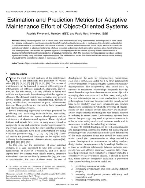 pdf estimation and prediction metrics for adaptive maintenance effort