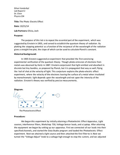 The Photoelectric Effect Lab Report Docx