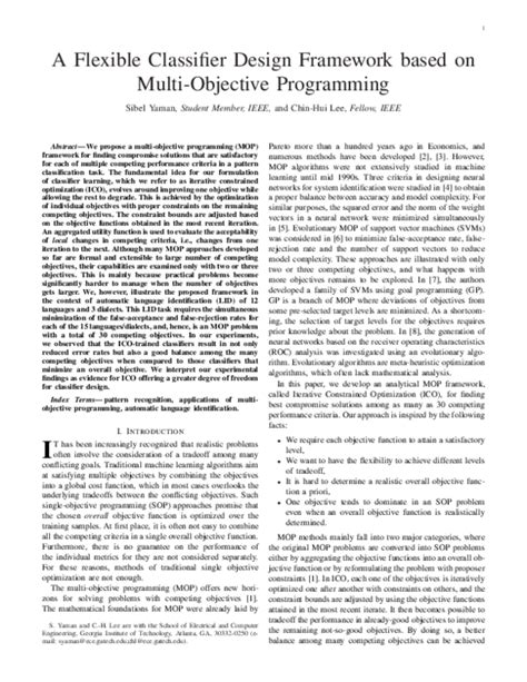 pdf a flexible classifier design framework based on multiobjective