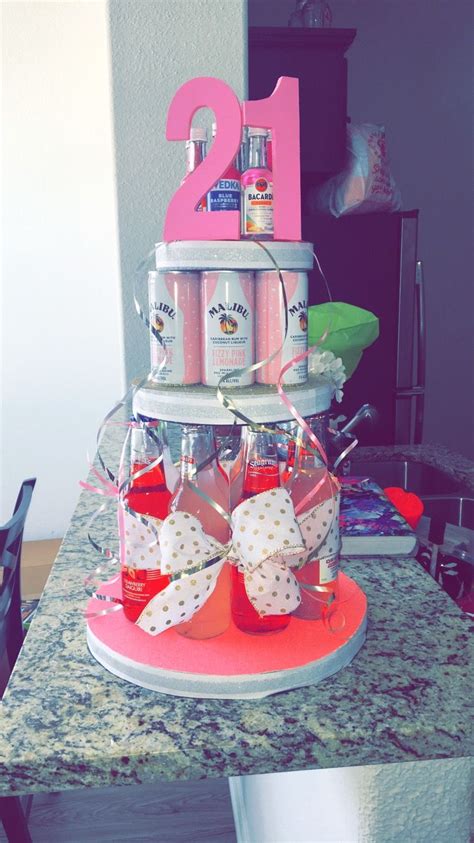 DIY 21st Birthday Alcohol Cake Diy 21st Birthday Gifts 21st Birthday