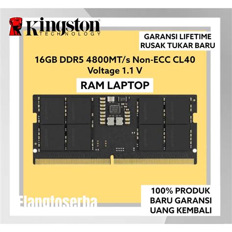 Jual Memory Ram Laptop Kingstone Ddr5 16gb 4800mhz Ori Gaming Ram Nb