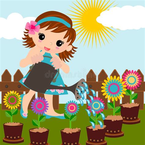 Fleurs De Cueillette De Fille Stock Illustrations Vecteurs Clipart Stock Illustrations
