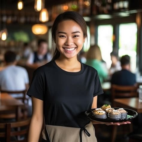 Premium Ai Image A Woman Holding A Tray Of Cupcakes In Front Of A