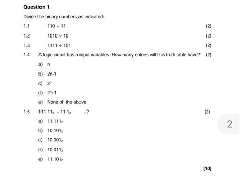 Solved Divide The Binary Numbers As Indicated