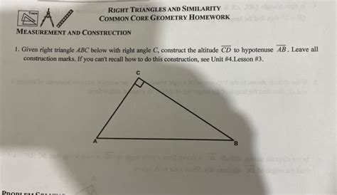 Solved Trece Right Triangles And Similarity Common Core