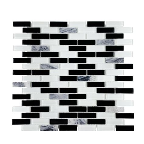 Black And White Linear Glass Mosaic Tile American Tile Depot