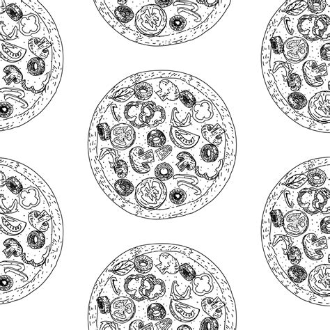 Vector Seamless Pizza Pattern 19901000 Vector Art At Vecteezy