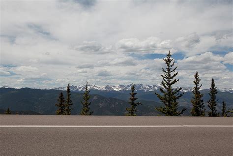 Squaw Pass Highway And Distant Mountains Evergreen Colorado Usa