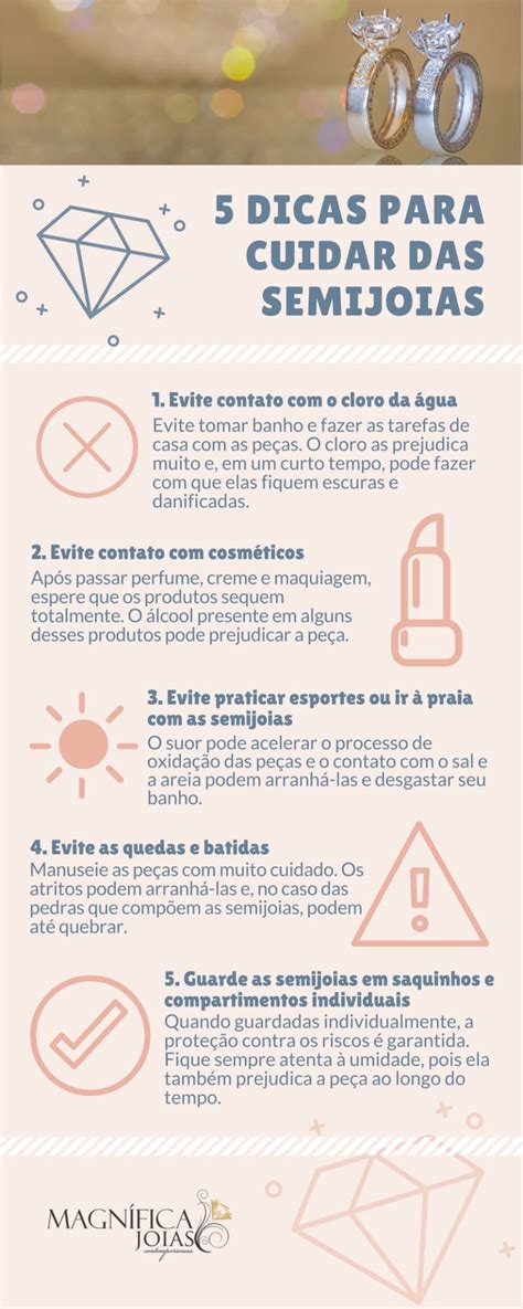 Infográfico dicas para cuidar das suas semijoias Semijoias Lojas de jóias Fotos de bijuterias