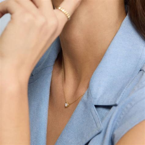 Heart Lab Grown Diamond Pendant Bezel Necklace In 14k Yellow Gold