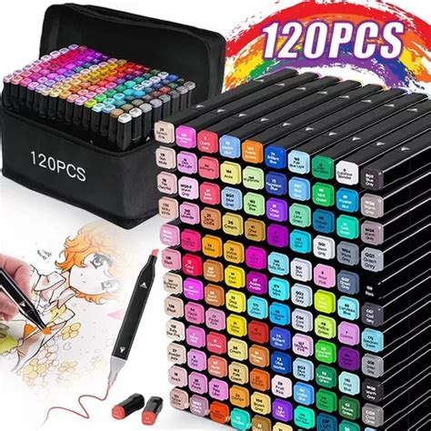 Kit 120 Colors Marcadores Doble Punta Plumones Punta Pincel MercadoLibre