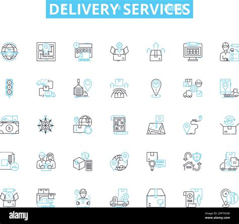 Delivery Services Linear Icons Set Courier Package Dispatch Shipment Express Logistics