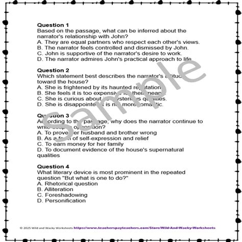 Tabe 1314 Level A Reading Practice Test By Wild And Wacky Worksheets