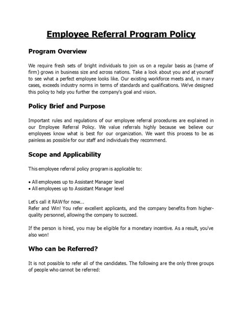 Employee Referral Program Policy In Word And Pdf Formats