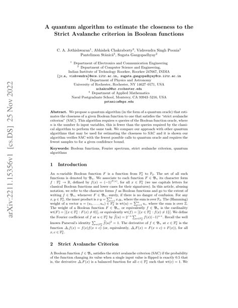 pdf a quantum algorithm to estimate the closeness to the strict