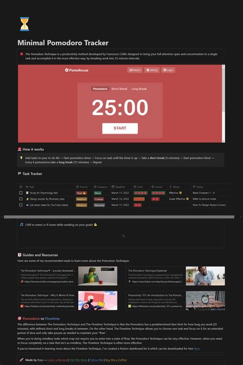 Notion Minimal Pomodoro Tracker Pomodoro Pomodoro Technique App
