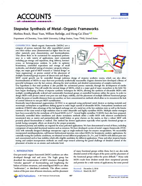 Pdf Stepwise Synthesis Of Metal−organic Frameworks