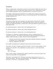 WEEK 7 Hypothesis Testing LECTURE NOTES Pdf Introduction When A