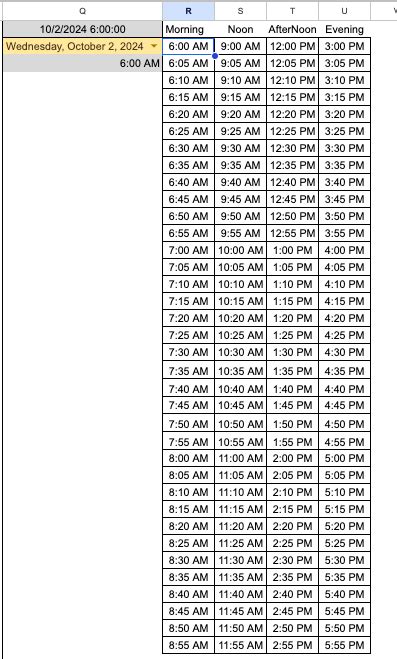 Highlight Overlapping Time In Google Sheet For A Range Of Data With