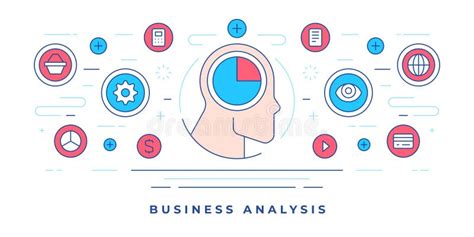 Vector Illustration Of Flat Line Banner With Human Profile And Icons