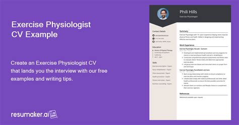 Exercise Physiologist Cv Example For 2025 Skills And Templates