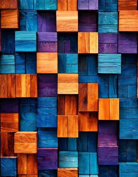Colorful Wooden Block Pattern Creating Geometric Art Stock Image Image Of Bold Geometric