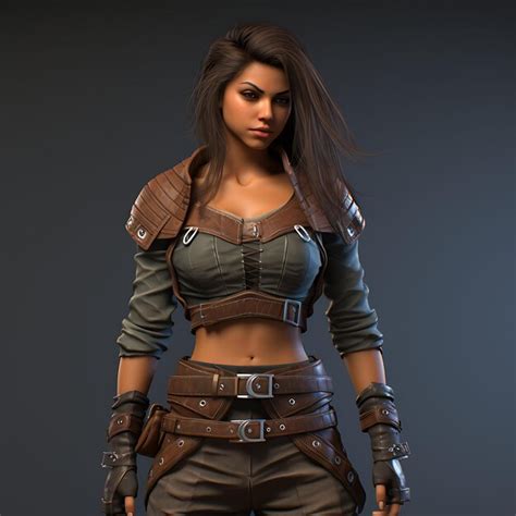 Premium Ai Image 3d Character Female Rogue Athletic Tan Skin Dagger