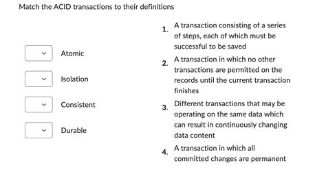 Solved Match The Acid Transactions To Their Definitions