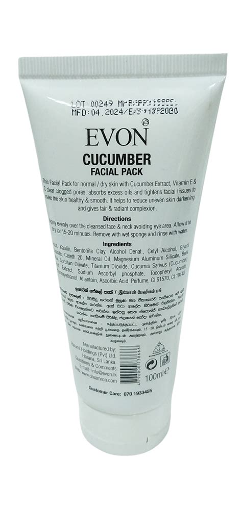 Evon Cucumber Facial Pack For Normal To Dry Skin 100ml Shophere
