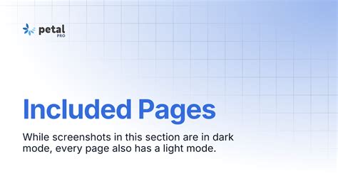 Included Pages Petal Pro Documentation