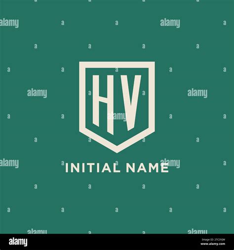 HV Initial Logo Monogram Shield Geometric Shape Design Vector Graphic