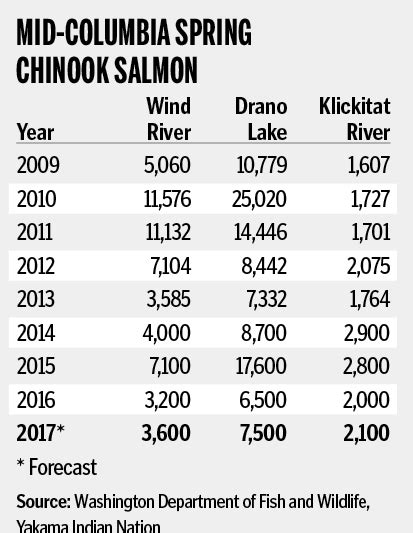 Spring Chinook Forecasts Sub Par For Wind Drano The Columbian