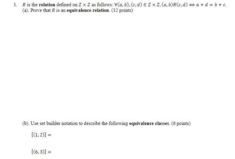 Solved R Is The Relation Defined On X Z As Follows Chegg