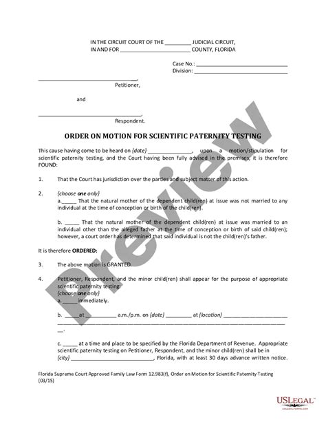 Motion For Scientific Paternity Testing Form Us Legal Forms