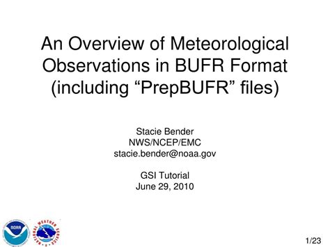 Ppt An Overview Of Meteorological Observations In Bufr Format
