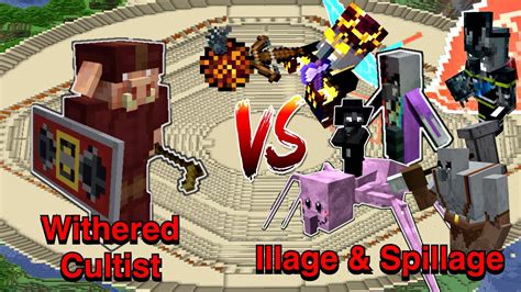 Minecraft Mobs Battle Withered Cultist Vs Illage And Spillage Youtube