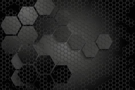 Un fondo negro con un patrón de hexágonos y hexágonos Imagen Premium