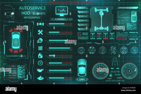 Scanning Car Analysis And Diagnostics Vehicle Hud Ui Elements