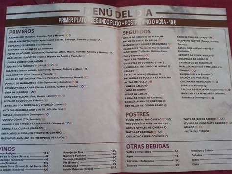 Carta del restaurante Mesón Los Alfares Cuenca Av del San Julián