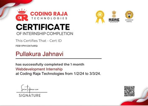 Jahnavi P On Linkedin Aicte Internship Codingrajatechnologies
