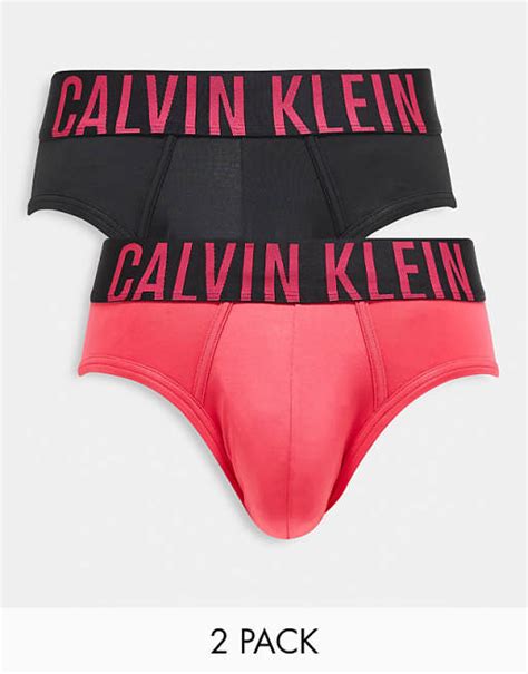 Calvin Klein 2 Pack Contrast Hip Briefs In Black And Pink Asos
