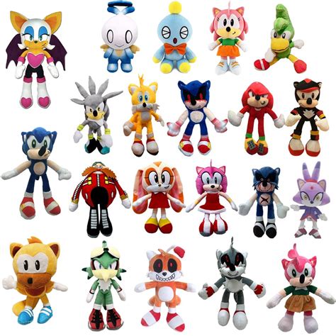 22 35 ซมsonic Hedgehog Plush ของเล่นเงา Amy Rose Knuckles หาง Plushie