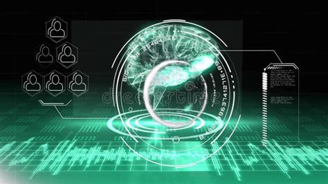 Digital Globe And Data Processing Animation Over Green Futuristic Interface Stock Footage