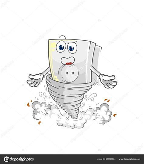 Electric Socket Tornado Cartoon Character Vecto Stock Vector By