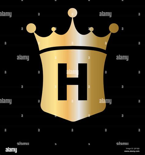 Letter H Crown And Shield Logo Vector Template With Luxury Concept