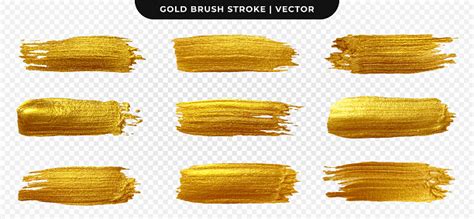 골든 페인트 브러시 스트로크 반짝이는 질감의 골드 페인트 얼룩 세트 메탈릭 효과를 가진 사실적인 골드 브러쉬 스트로크 금 금속에 대한 스톡 벡터 아트 및 기타 이미지
