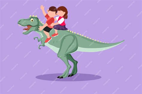 Мультяшный плоский рисунок маленького мальчика и девочки пещерный
