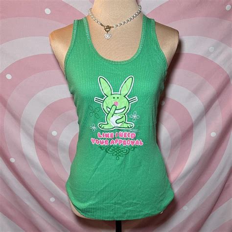 Y2k Happy Bunny Tank Top 💚🐰💚🐰💚🐰💚🐰💚🐰💚🐰 “like If I Depop
