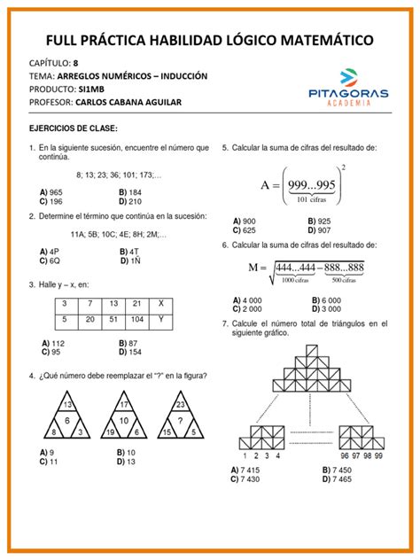 Si1ma Rm Fp08 Arreglos Numéricos E Inducción Prof Carlos Cabana Pdf Ajedrez