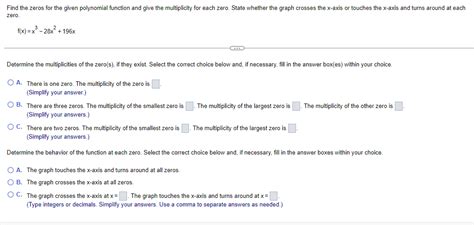 Solved Find The Zeros For The Given Polynomial Function And Chegg